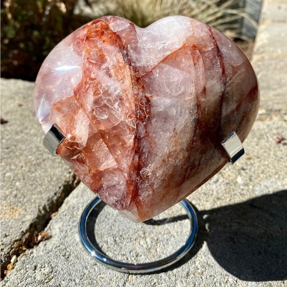 Art | Extra Large Fire Quartz Heart With Stand | Poshmark